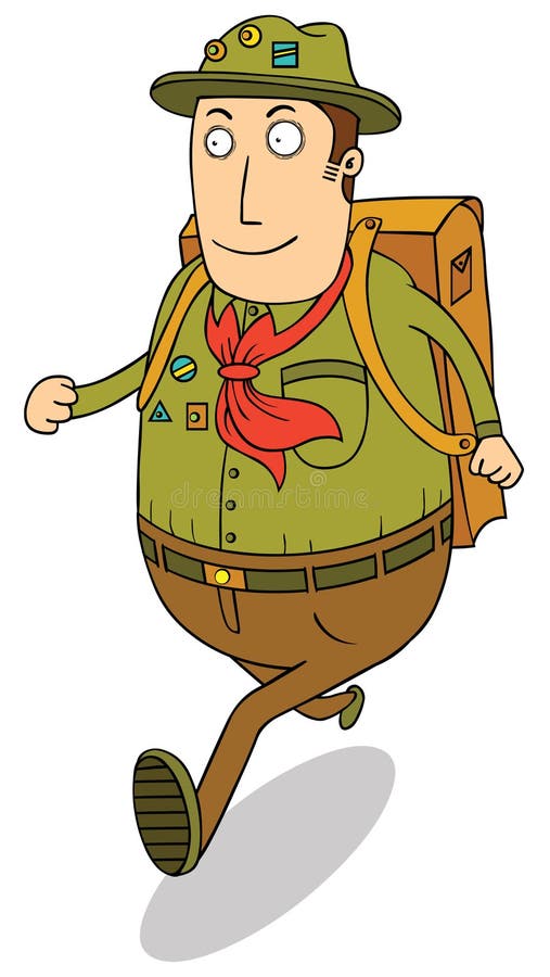 Hiking fat scout stock vector. Illustration of happy - 28201501