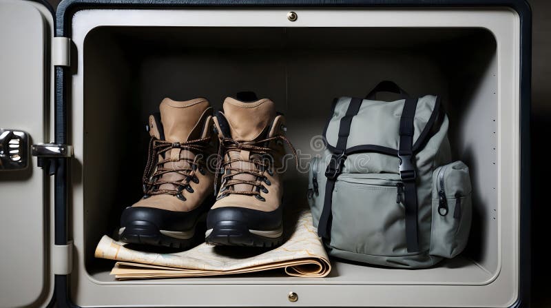 Hiking Gear in Storage Locker Stock Illustration - Illustration of ...