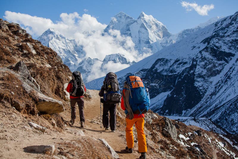 Hiking in Himalaya Mountains Stock Photo - Image of hiker, mountains ...