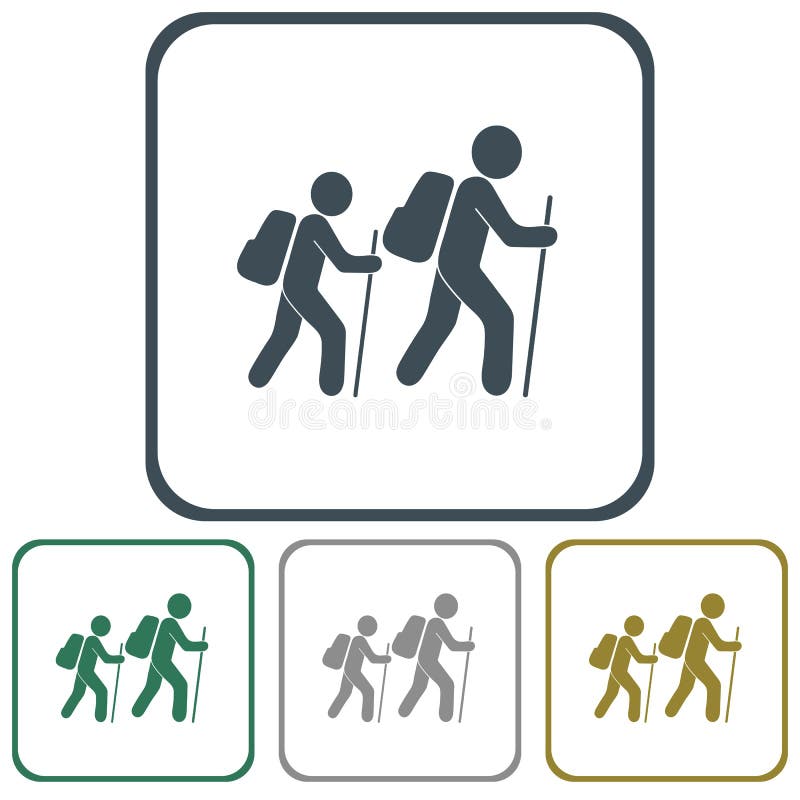 Hiking icon illustration stock vector. Illustration of figure - 91436134