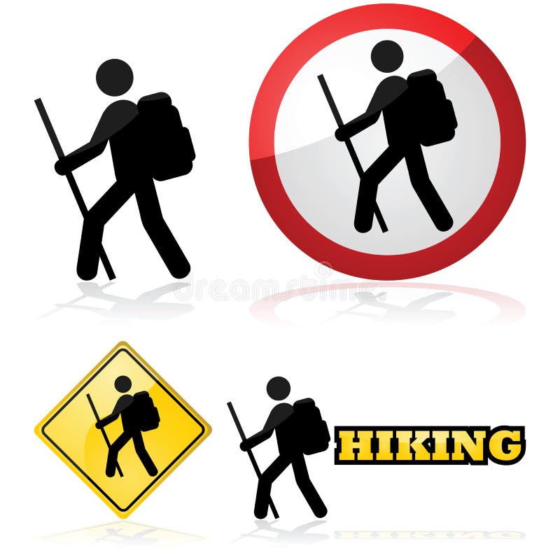Hiking icons stock vector. Illustration of trail, reflection - 39878734