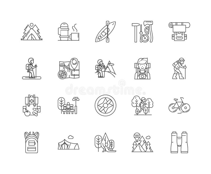 Hiking Line Icons, Signs, Vector Set, Outline Illustration Concept ...