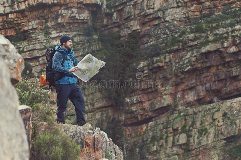 Hiking map man stock photo. Image of freedom, hike, exlore - 34104668