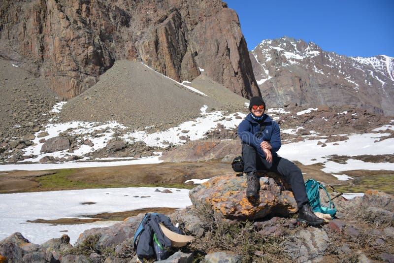 Hiking at Mount Andes in Chile Editorial Stock Photo - Image of ...