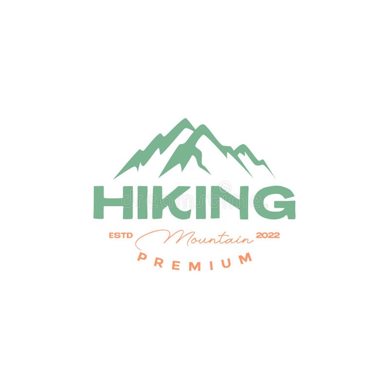 Hiking Mountain Vintage Colored Logo Design Stock Vector - Illustration ...