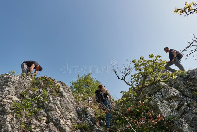 Hiking in the Mountains in Summer Stock Photo - Image of uphill ...