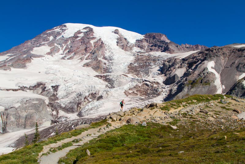 Hiking Muir Snowfield stock photo. Image of highest, formation - 27095706