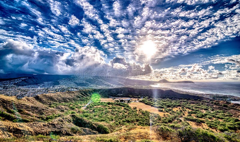 Hiking Nature Views on Diamond Head Honolulu Hawaii Stock Image - Image ...
