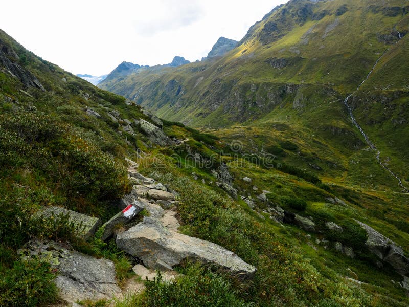 Hiking Path in the Mountains Stock Image - Image of clouds, mountain ...