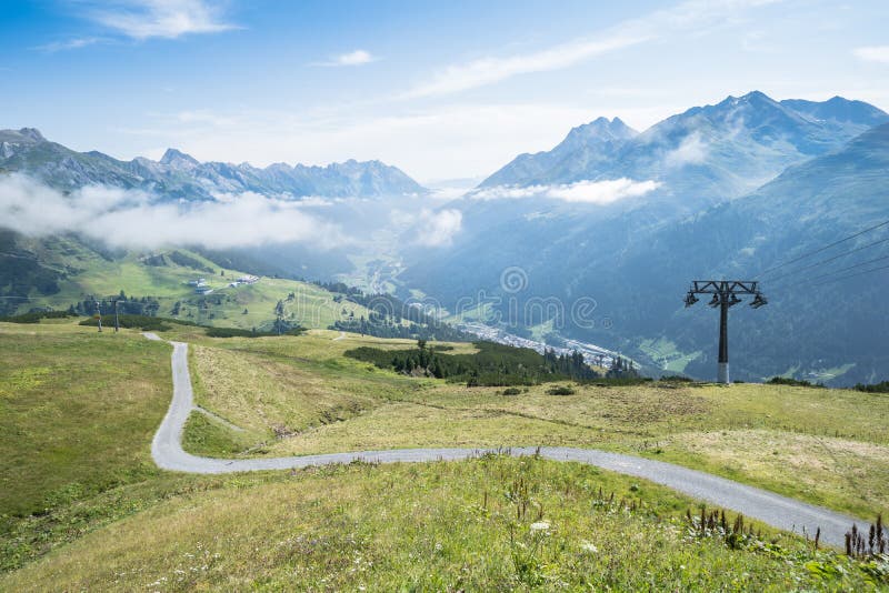 Hiking path in Alps stock photo. Image of pine, landscape - 168742070
