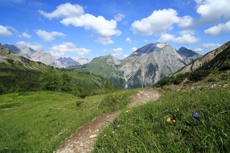 Hiking Path in the Austrian Alps Stock Photo - Image of bend ...