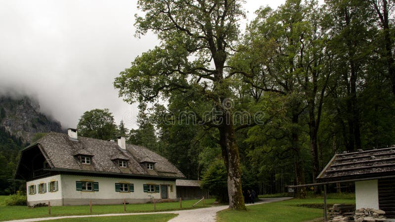 Hiking Path with House and Tree in Mountain Editorial Image - Image of ...