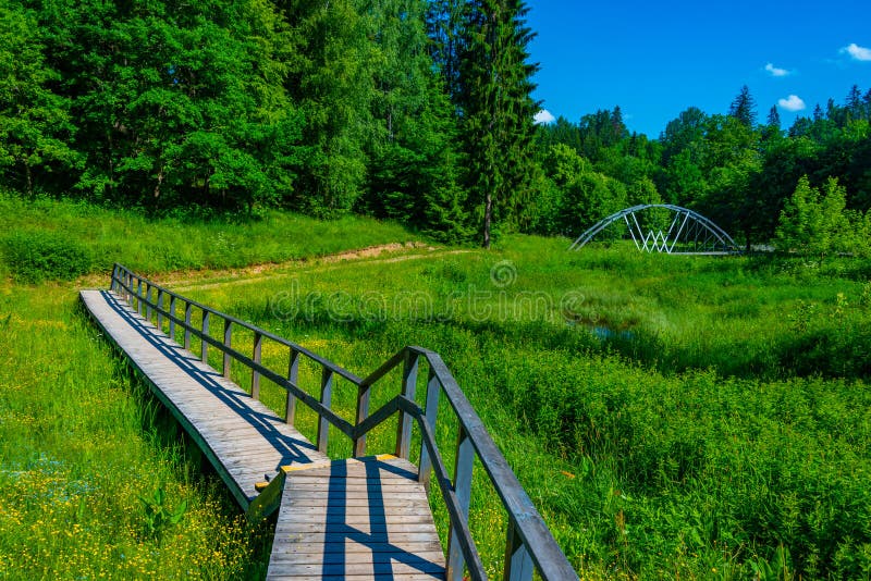 Hiking Path at Ligatne Village in Latvia Stock Image - Image of trail ...