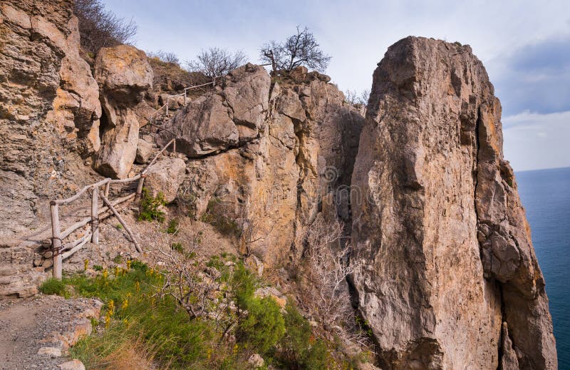 Hiking Path through Red Rocks Stock Photo - Image of environment ...