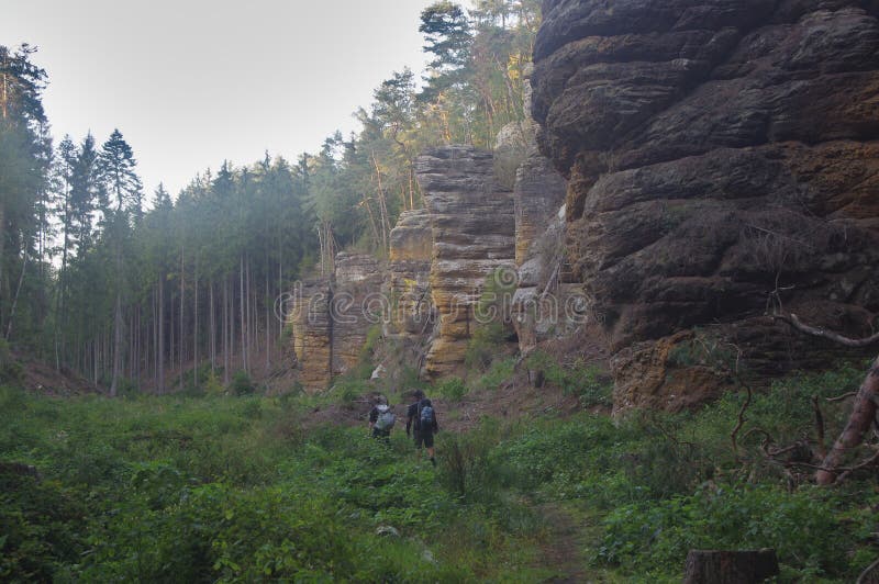 Hiking Path between Sandstone Rocks Stock Image - Image of rock ...