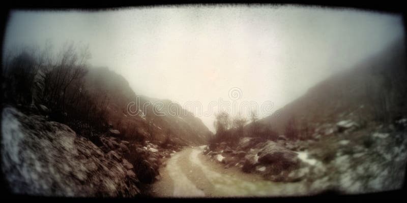 The Hiking Path in Snow, through a Pinhole Camera Stock Illustration ...
