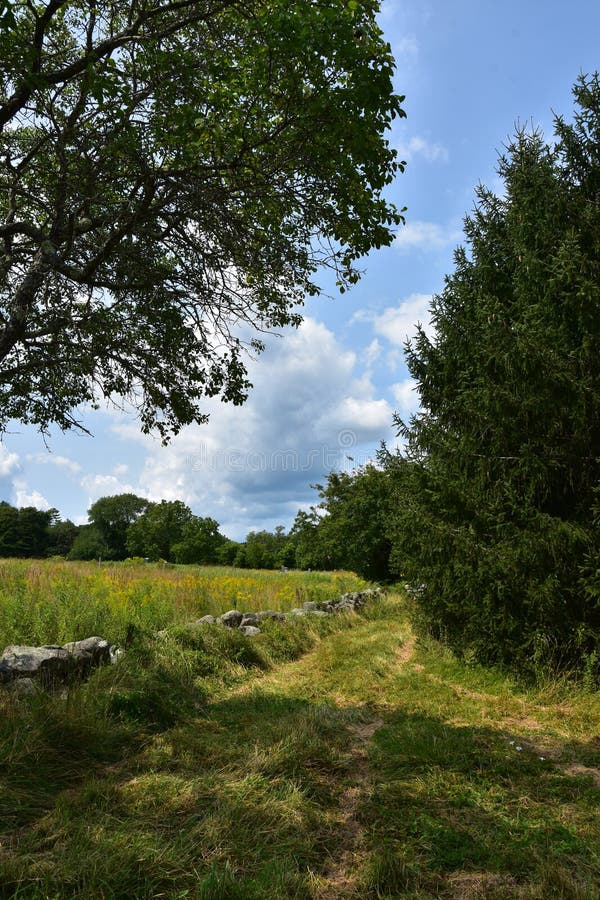 Hiking Path beside a Stone Wall and Field Stock Image - Image of ...