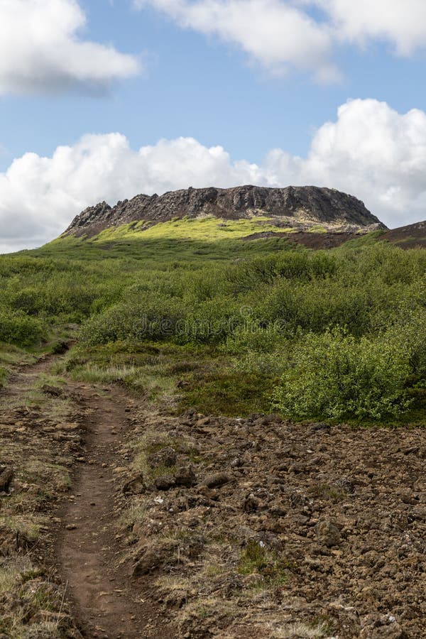 Hiking Path To Eldborg Crater in Iceland. Stock Photo - Image of green ...