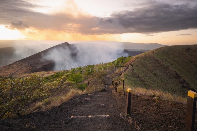 Hiking Path in Volcano Crater Stock Image - Image of caldera, dioxide ...