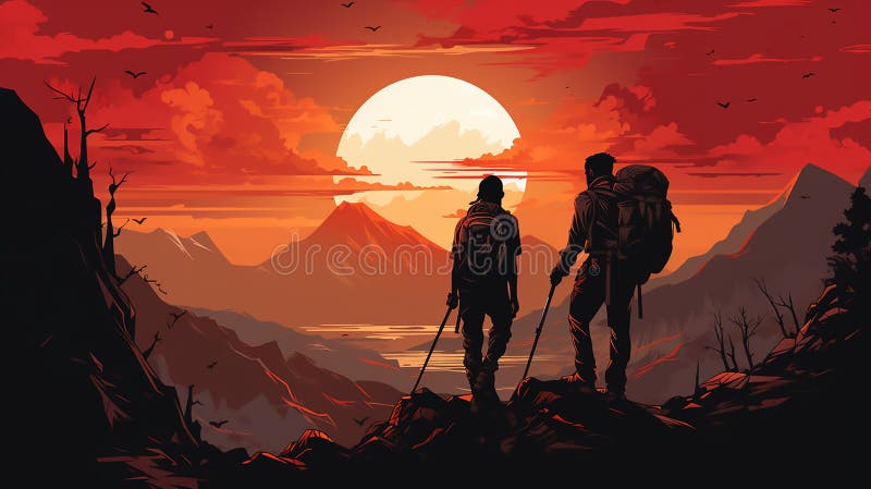 Hiking stock illustration. Illustration of fantasy, concept - 282221930