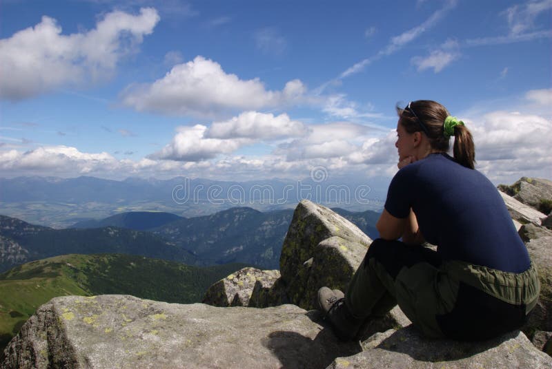 Hiking Young Person in Mountains - Relax Scene Stock Photo - Image of ...
