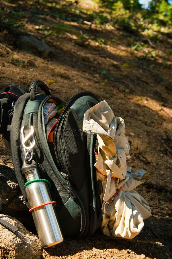 Hiking Rucksack in Countryside Stock Image - Image of haversack ...