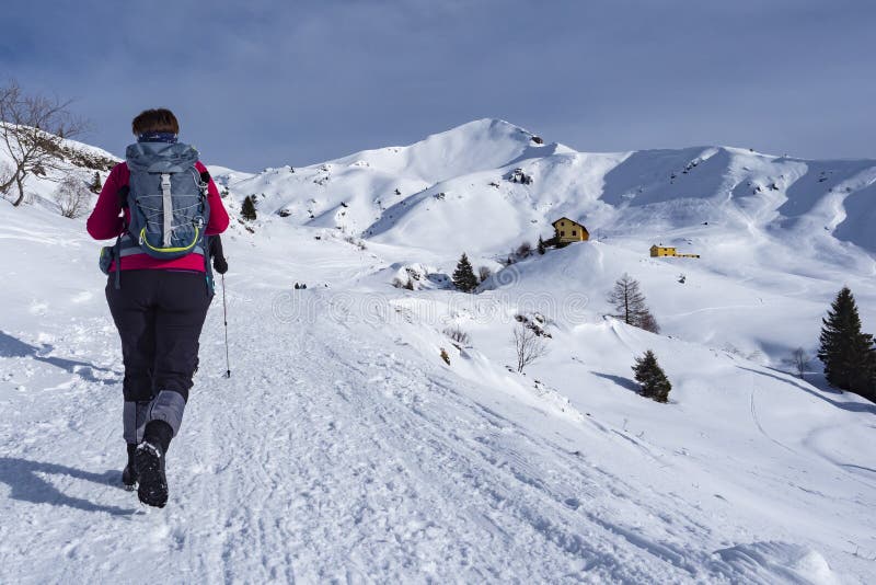 Hiking Scene in Winter on the Alps Editorial Photography - Image of ...