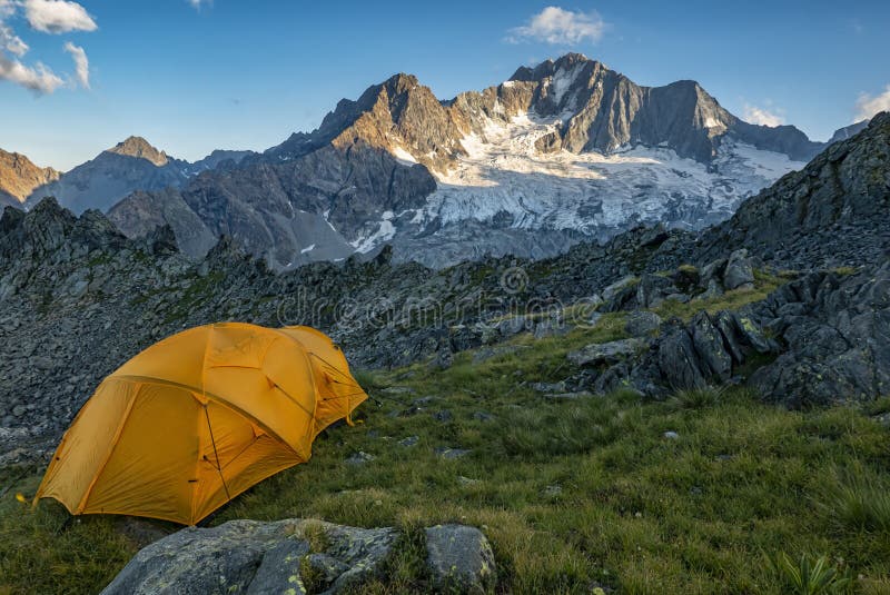 Hiking Tent in the Italian Alps Stock Image - Image of equipment ...