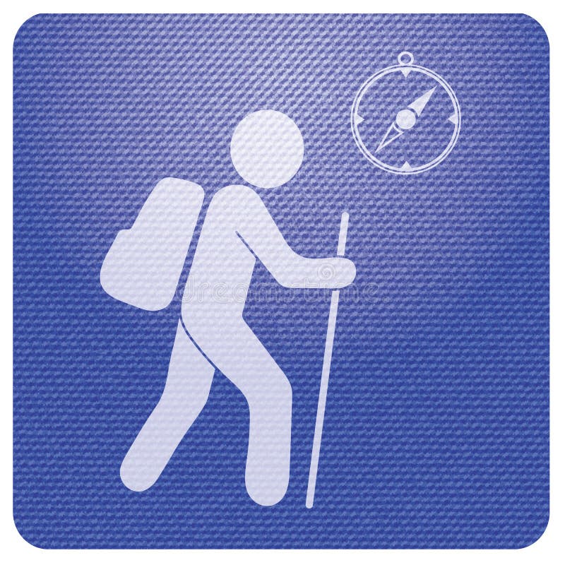 Hiking Tourists with Compass Icon Stock Vector - Illustration of gear ...