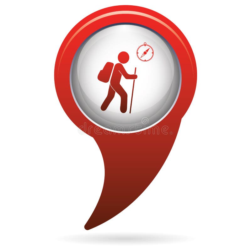 Hiking Tourists with Compass Icon Stock Vector - Illustration of ...
