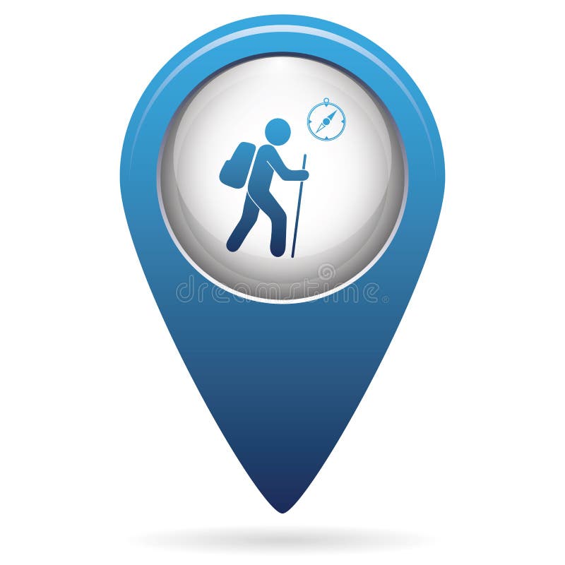 Hiking Tourists with Compass Icon Stock Vector - Illustration of ...