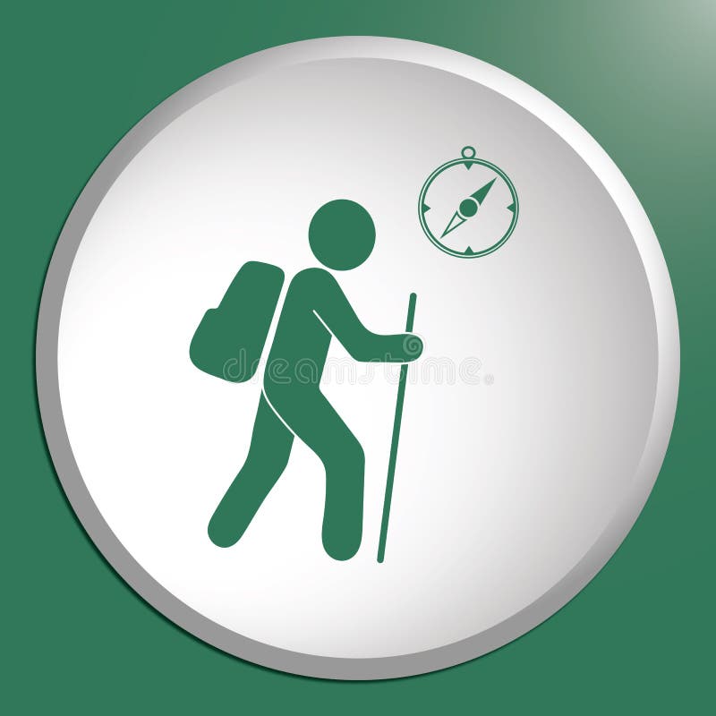 Hiking Tourists with Compass Icon Stock Vector - Illustration of ...