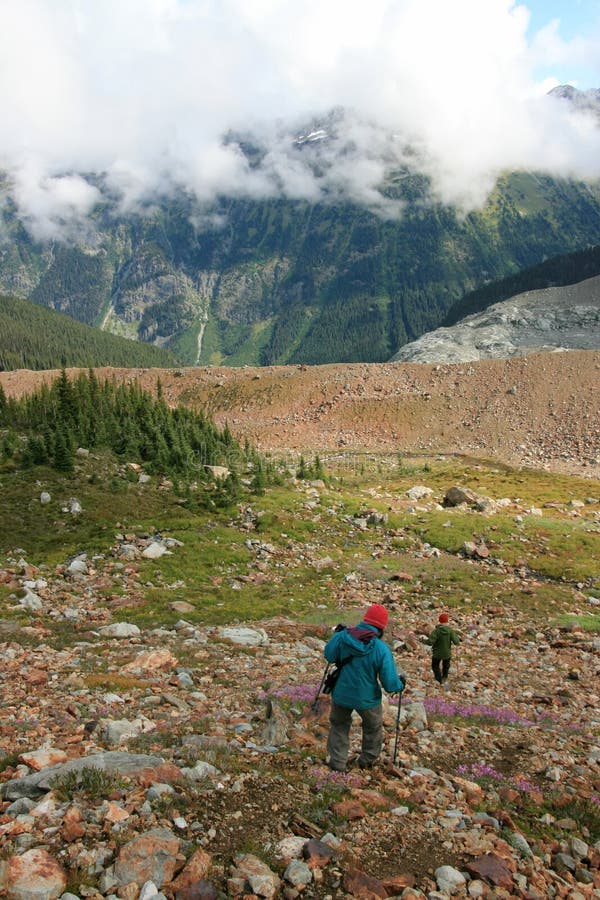 Hiking Towards Moraine Ridge Stock Image - Image of provincial, range ...