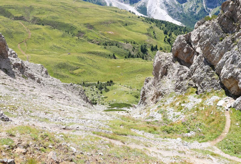 Hiking Trail in the Alps in Dolomites Mountain Range in Italy Stock ...