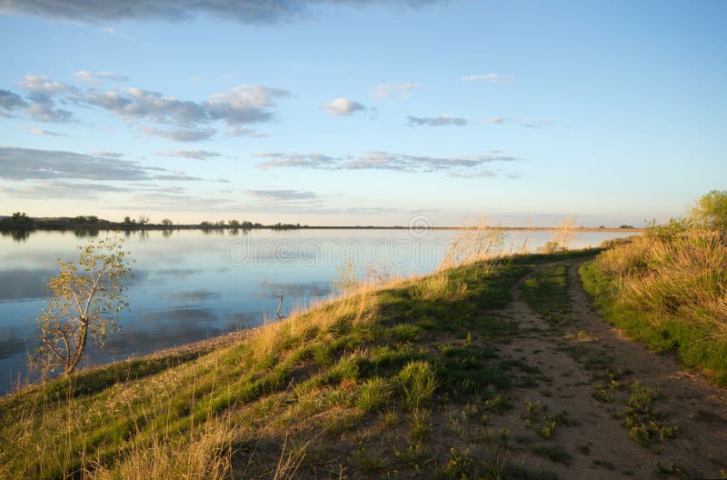Hiking Trail around a Lake stock image. Image of negatice - 65841609