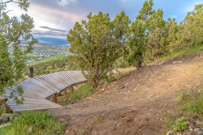Hiking Trail with Curving Elevated Boardwalk for Biking Stock Photo ...