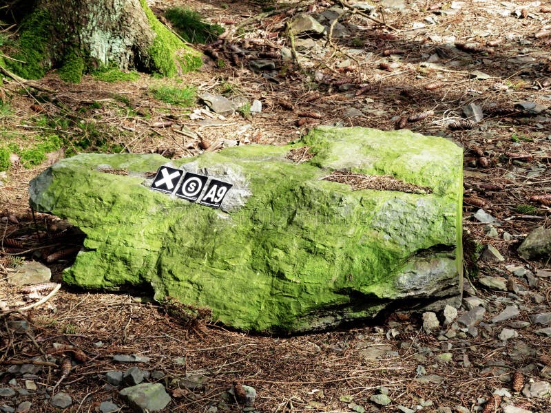 Hiking Trail Information Sign on a Rock Stock Photo - Image of blue ...