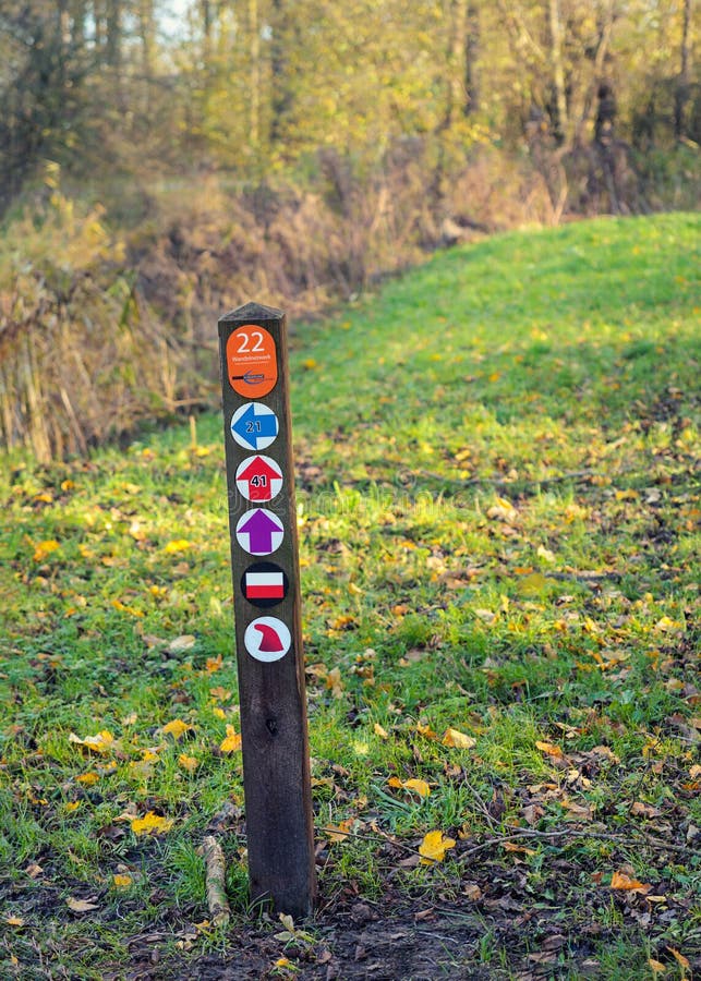 Hiking Trail Marker Post stock photo. Image of outdoors - 347824282