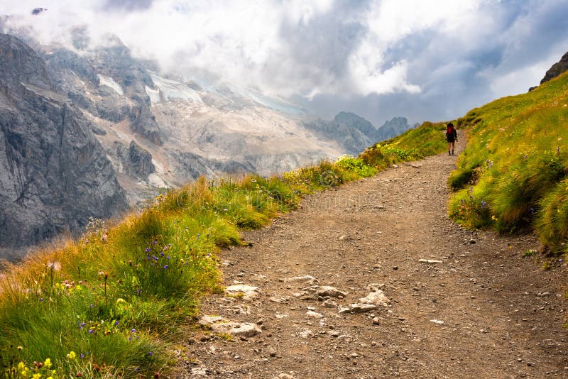 Hiking Trail in Mountain with People Walking Stock Image - Image of ...