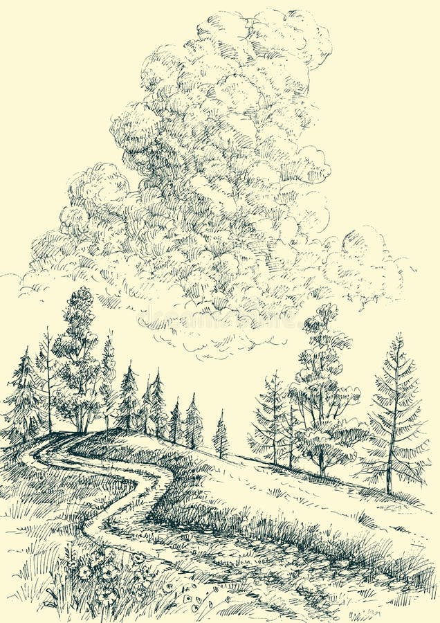 Hiking Trail in the Mountains Stock Vector - Illustration of high, peak ...