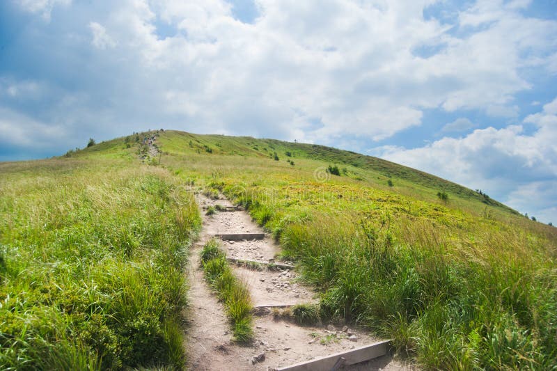 Hiking Trail in Mountains Landscape Stock Image - Image of blue ...