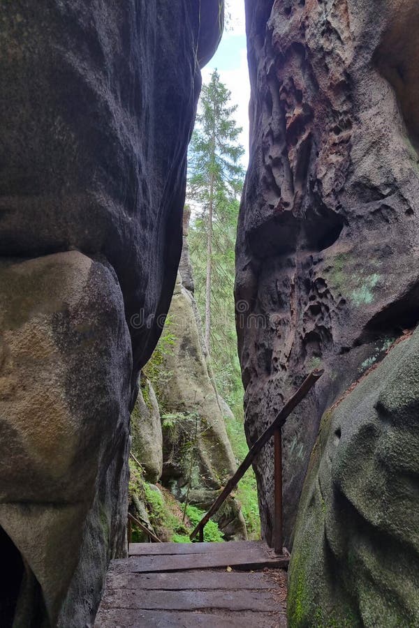 Hiking Trail in the Mountains between Two Rocks. Hiking. Stock Photo ...