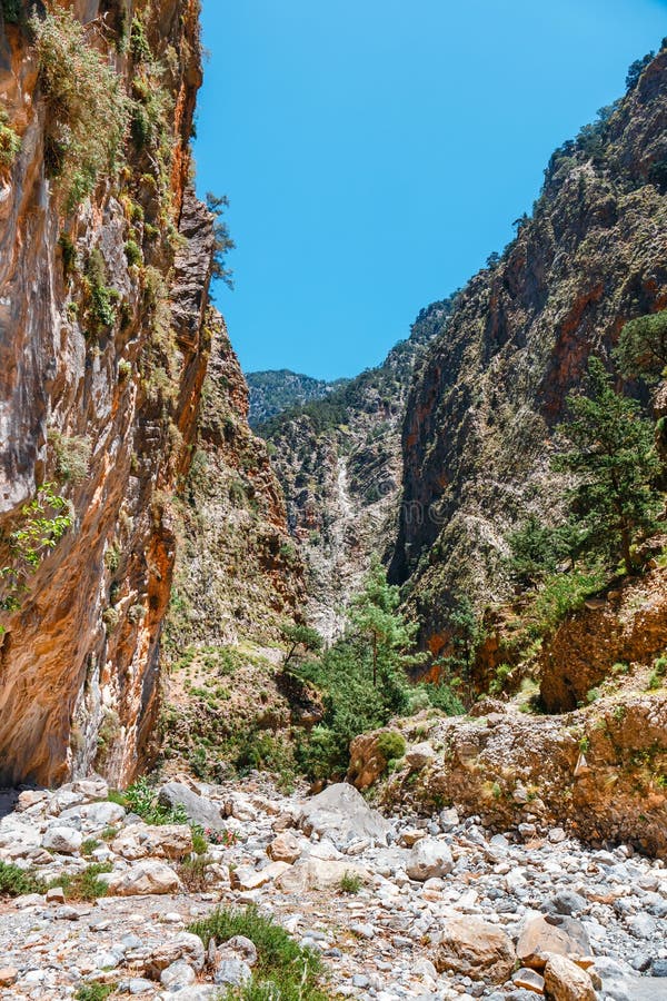 Hiking Trail in Samaria Gorge in Central Crete Stock Image - Image of ...