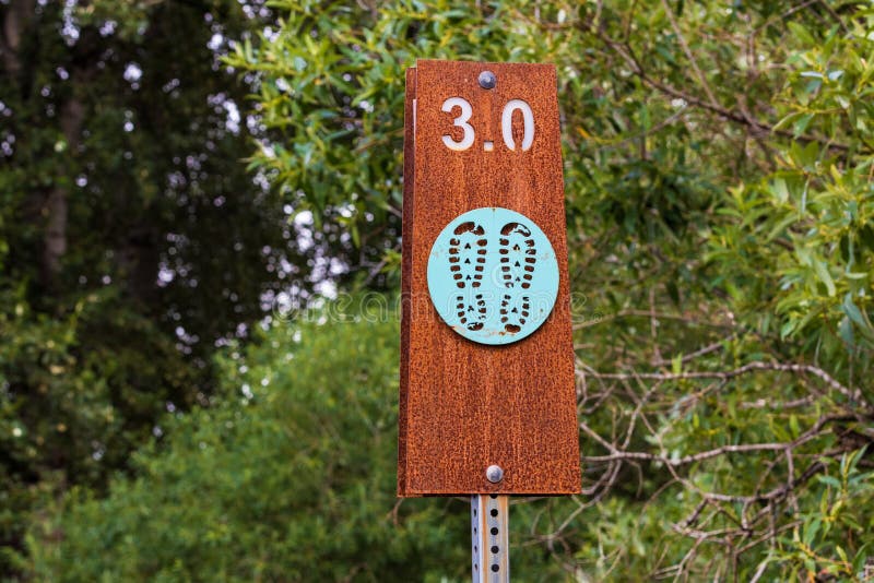 Hiking Trail Sign Post with Trees Stock Image - Image of footpath ...