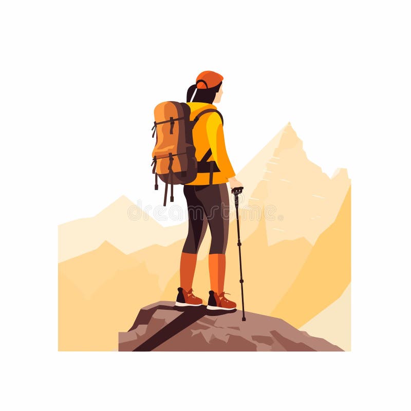 Hiking Vector Flat Minimalistic Asset Isolated Illustration Stock ...