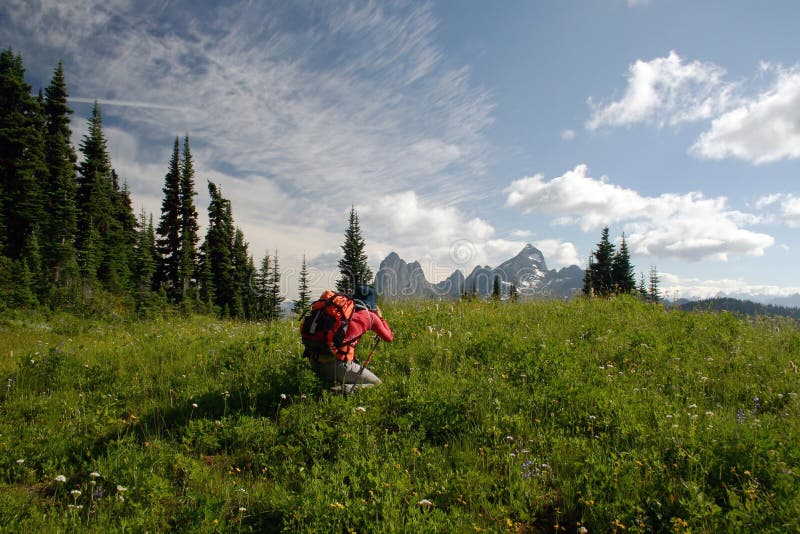 Hiking view stock image. Image of woman, alpine, dress - 13210061