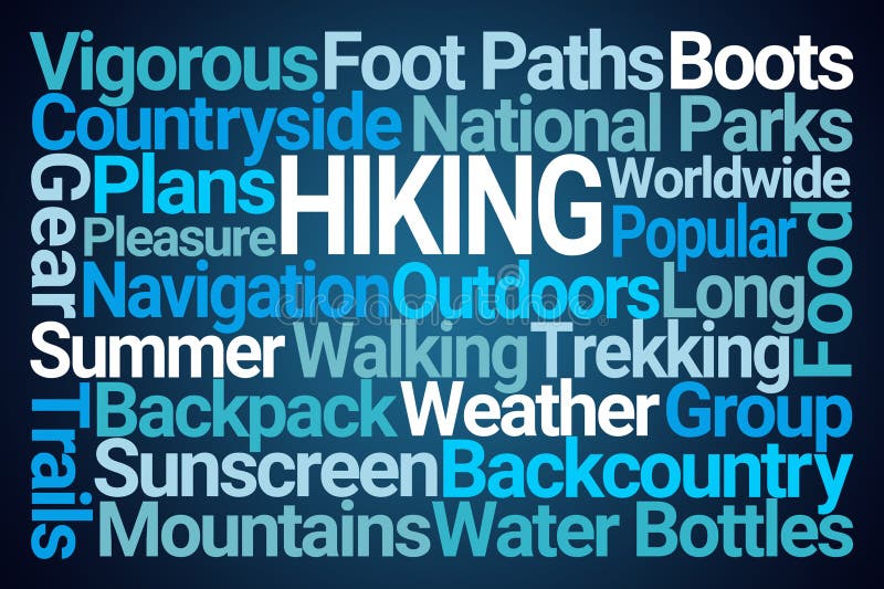 Hiking word cloud stock vector. Illustration of backpack - 174872210