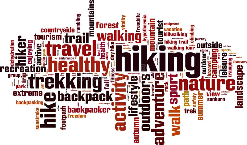 Hiking word cloud stock vector. Illustration of tramping - 271390806