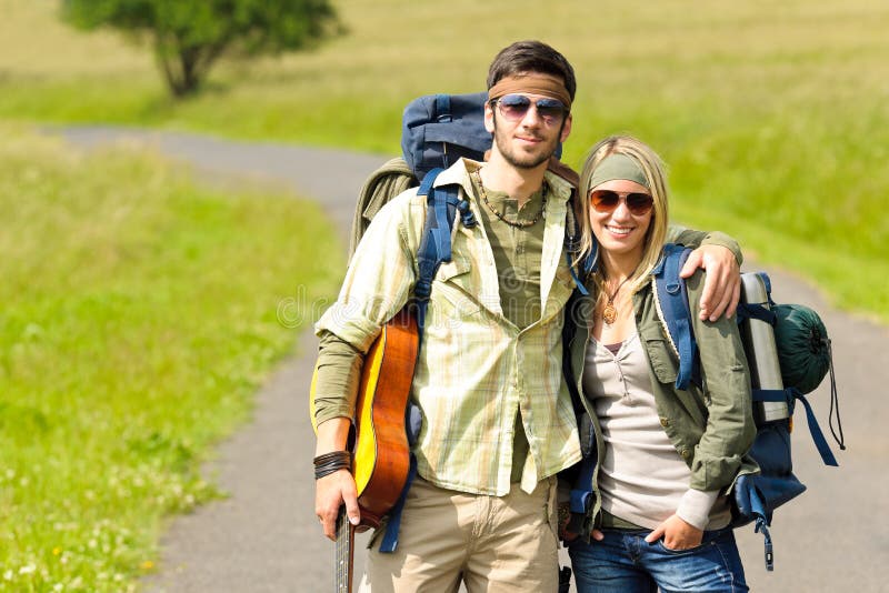 Tablet Computer - Couple Hiking Using Internet App Stock Photo - Image ...