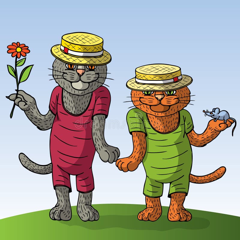 Hilarious Cat in a Straw Hat. Stock Vector - Illustration of black ...